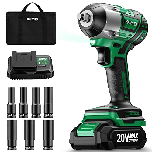 KIMO 20V Cordless Impact Wrench Set, Brushless High Torque Impact ...