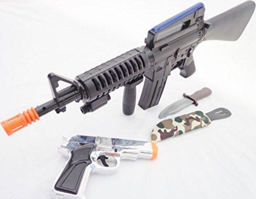 Buy 2x Toy s HUGE Electronic M-16 Machine Silver 9MM Pistol Cap Toy ...