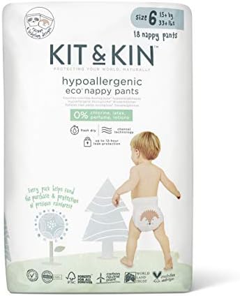 Kit & Kin Eco Friendly Diaper Pants, Pull Up Baby Diapers Size 6-18 Per ...