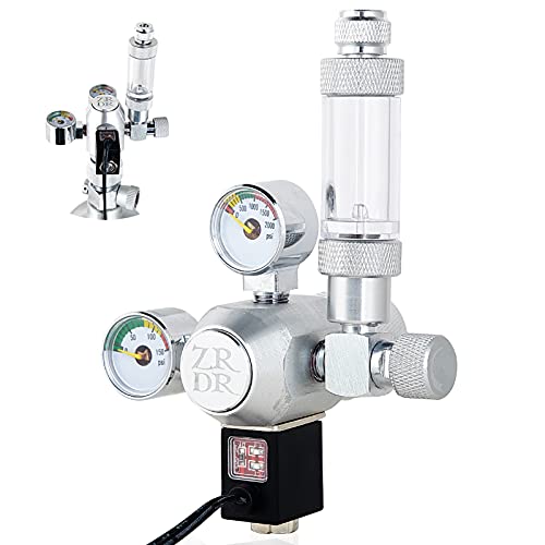 ZRDR CO2 Regulator Aquarium 12V DC CO2 Co2 Regulator Solenoid with Mini Dual Gauge Display ...
