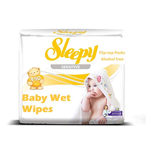 Sleepy Sensitive Baby Wet Wipes 3 Flip Top Packs 150 Count Total ...