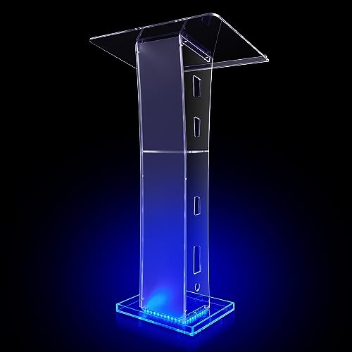 Thyle Transparent Podium Stand with Light Clear Podium with Storage ...