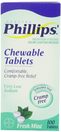 Phillips' Mint Chewable Laxative Tablets, 100-Count Box | Amazon price ...
