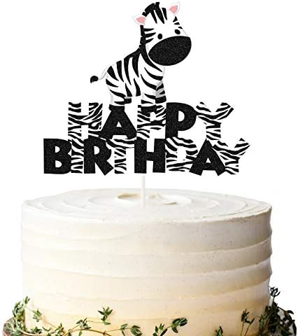 LILIPARTY Glitter Baby Zebra Happy Birthday Cake Topper, Zebra Birthday ...