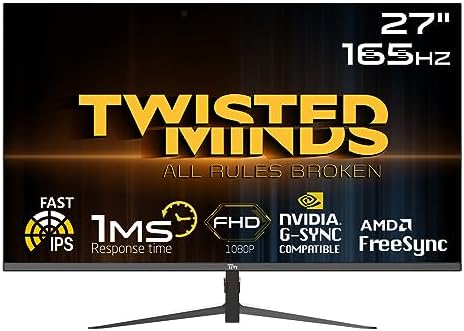 Twisted Minds 27 Gaming Monitor, FHD, 1920 x 1080, 1ms Response Time, 165Hz Refresh Rate ...
