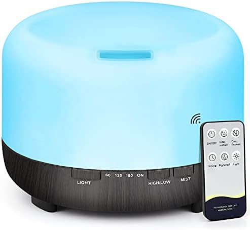 Essential Oil Diffuser, RENWER 500ml Remote Control Diffusers for ...