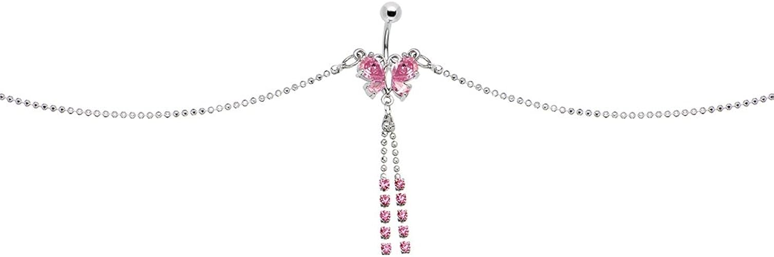 Amazon.com: Pink Striking Butterfly Belly Chain: Jewelry