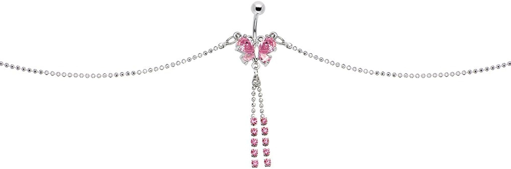 Amazon.com: Pink Striking Butterfly Belly Chain: Jewelry