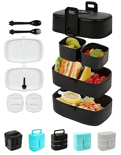 Wagindd Bento Box - Leak-Proof Stacking Lunch Boxes with 4 Compartments ...