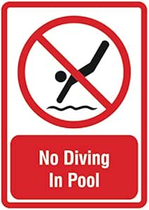 Amazon.com : No Diving in Pool Sign - Shallow Water Swimming Injury ...