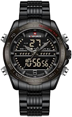 Naviforce Full Black Analog Digital Stainless Steel Strap Wrist Watch ...