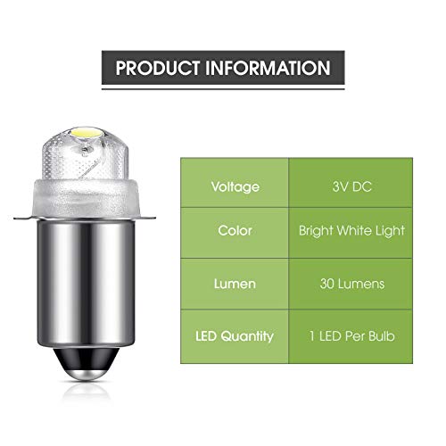 Honoson 30 Lumen 3-Volt LED Replacement Bulb Flashlight Bulbs LED Torch ...