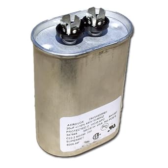 Aerovox 6005-MF 20uf 480v maximum oval oil filled capacitor with tabs ...