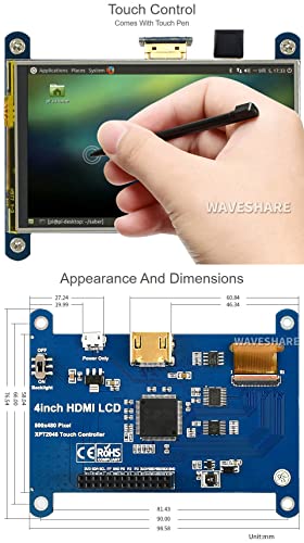 Waveshare 4inch Display for Raspberry Pi 4 Resistive Touchscreen IPS Moitor Panel 800x480 ...