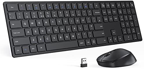 Wireless Keyboard and Mouse Combo,seenda Slim Thin Full Size Wireless ...