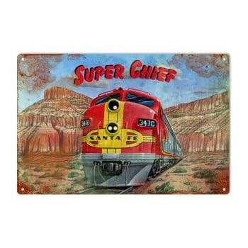Amazon.com: Super Chief Santa Fe Railroad Locomotive Sign Railroad ...