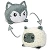 TeeTurtle | The Original Reversible Sheep + Wolf Plushie | Patented Design | Gray | Happy ...