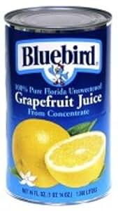 Amazon.com : Bluebird Unsweetened Grapefruit Juice, 46-Ounce Cans (Pack ...
