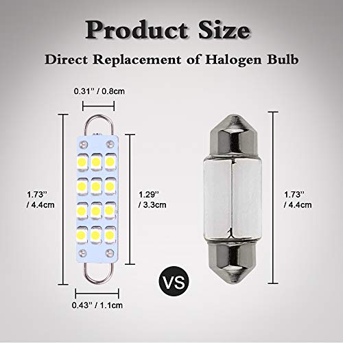 LEDKINGDOMUS 561 Led Bulb, 44mm Bright White Festoon LED Bulb 12 SMD ...