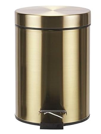Made of Metal 3 Litre Pedal Bin-Gold Ideal for Kitchen & Bathroom ...