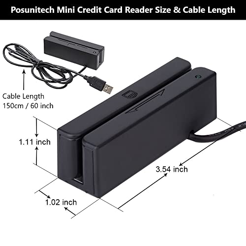 Posunitech Mini Msr100 Swipe Magnetic Credit Card Reader 3 Tracks Hi/Lo ...