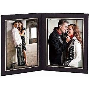 Amazon.com - Black Cardstock Double 8x10 Photomount folder frame w/gold ...