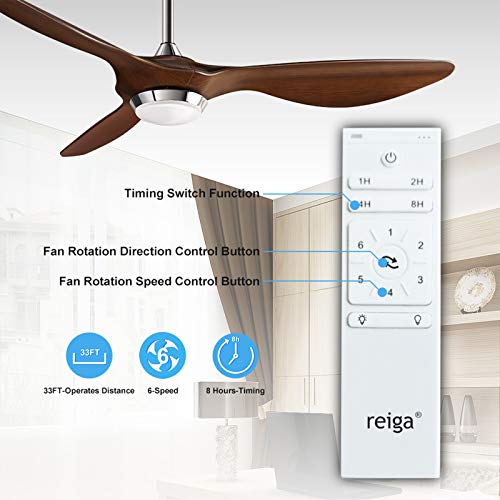 reiga 52-in Ceiling Fan with LED Light Kit Remote Control Modern Blades ...