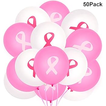 Amazon.com: 50 Pieces Breast Cancer Awareness Balloons Pink Ribbon ...