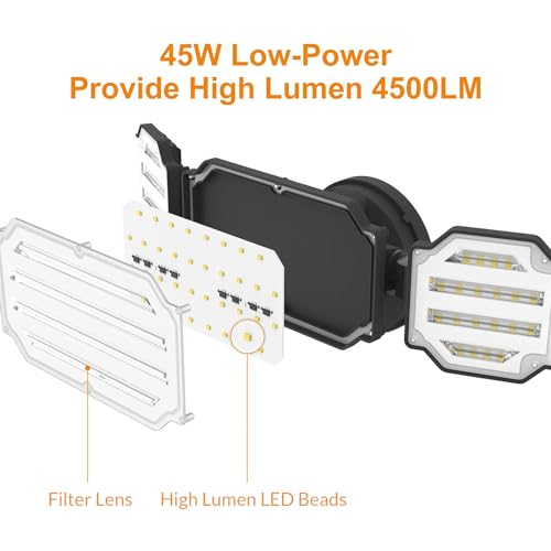 LEPOWER 4500LM Outdoor Flood Lights, 45W LED Flood Light, Exterior ...