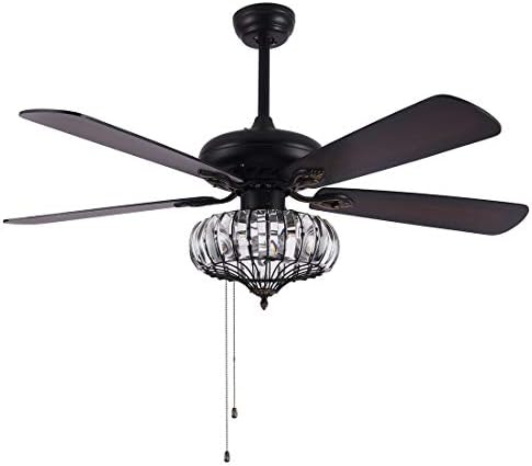 Pear Black Ceiling Fan, 52 inch Crystal Modern Ceiling Fans with Lights ...