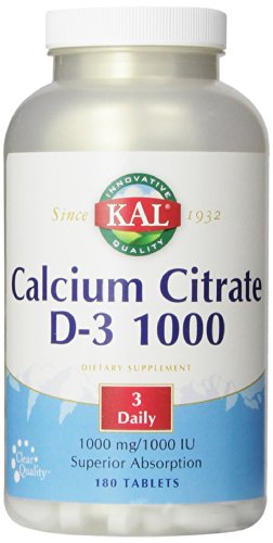 Buy KAL Calcium Citrate with D 1000 IU Tablets, 1000 mg, 180 Count on ...