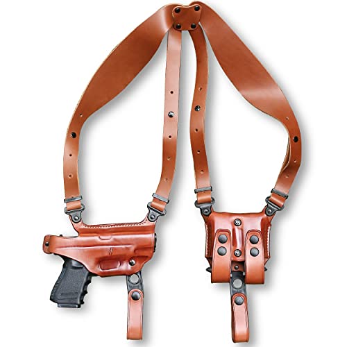 Premium Leather Horizontal Shoulder Holster System with Double Magazine ...