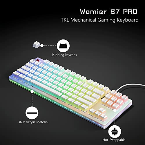 XVX Womier K87 PRO TKL Mechanical Keyboard, Hot Swappable Keyboard with Pudding Keycaps, RGB ...