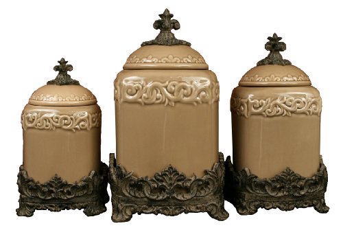 Drake Design 3401 Large Canister (3-Piece Set), Taupe, 13.5,12,10 Inch ...