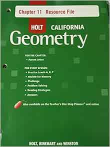 Amazon.com: Holt Geometry California: Chapter Resource File #11 with ...