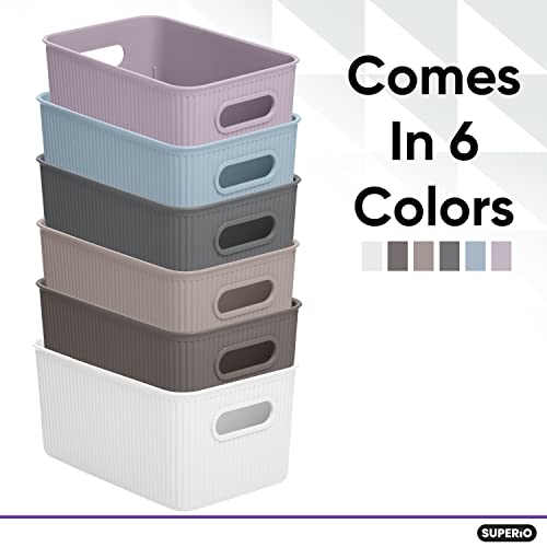 Superio Ribbed Collection - Decorative Plastic Open Home Storage Bins ...