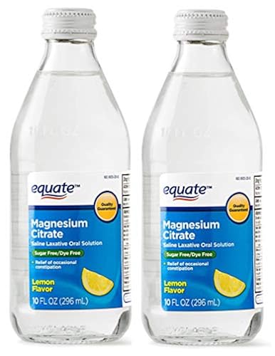 Pack of 2 Equate Magnesium Citrate Oral Solution - Saline Laxative - Lemon Flavor, 10 fl oz (2 ...
