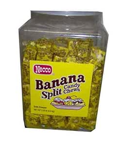 Amazon.com : Necco Banana Split Candy Chews Tub 240ct. : Taffy Candy ...