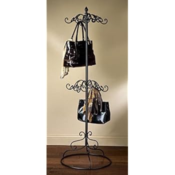 Amazon.com: Spiral Purse Tree Display Rack, 15 Hooks, Black Wrought ...