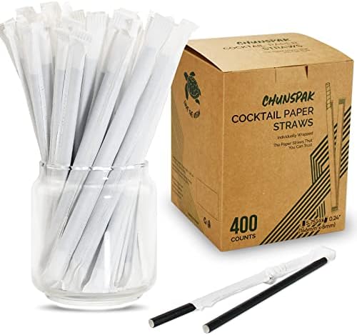 chunspak [400 Pack] Paper Cocktail Straws, Paper Coffee Stirrers ...