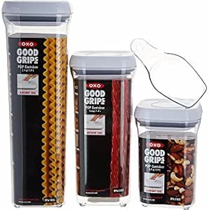 Amazon.com: OXO Good Grips 3 Piece Pop Container Set with Scoop,White: Home & Kitchen