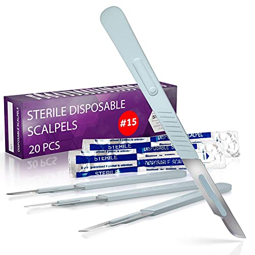 Disposable Scalpel 15, Pack of 60 Dermaplaning Blades with Plastic ...