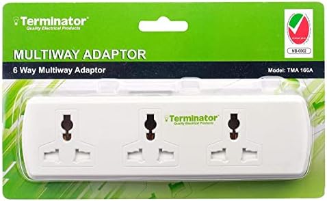 TERMINATOR 6 WAY UNIVERSAL T SOCKET AND INDICATOR WITH FUSED IN WHITE ...