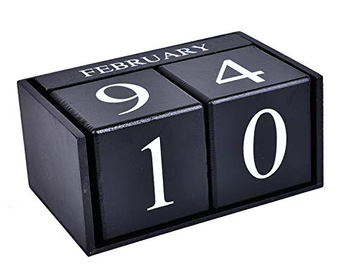 MICKYU Wooden Desk Blocks Calendar - Perpetual Block Month Date Display ...
