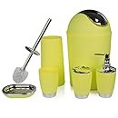 Amazon.com: Yellow Bathroom Accessories Set 6 Pieces Plastic Bathroom ...
