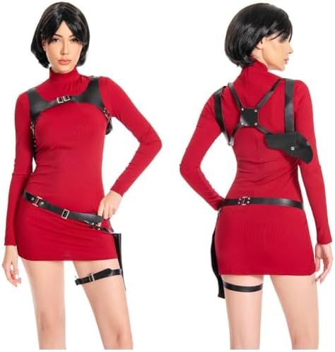 Verycos Women Ada Wong Cosplay Dress Re4 Outfit Remake Holster High Neck Costume Slim Fit ...