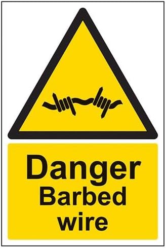VSafety Danger Barbed Wire Sign – Portrait – 200mm x 300mm – 2mm Rigid ...