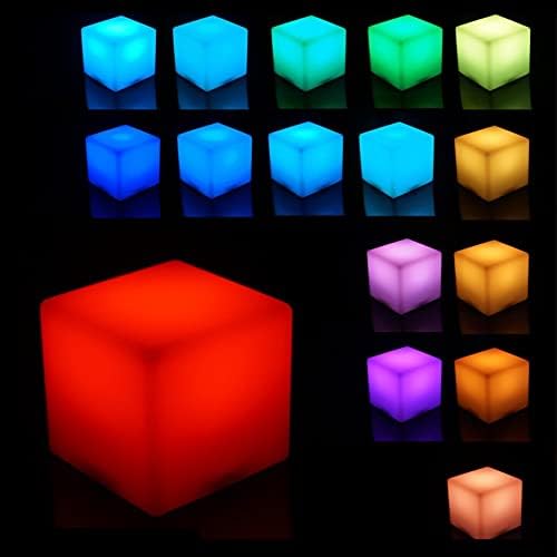 Magshion Cordless LED Square Cube Glow Table Multi-Use Chair 16 RGB ...