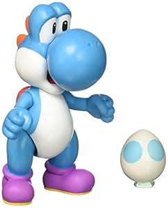 Amazon.com: World of Nintendo Light Blue Yoshi with Egg Action Figure ...