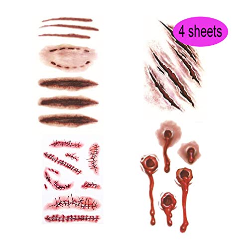 Buy Horror Realistic Fake Bloody Wound Stitch Scab Waterproof Temporary ...